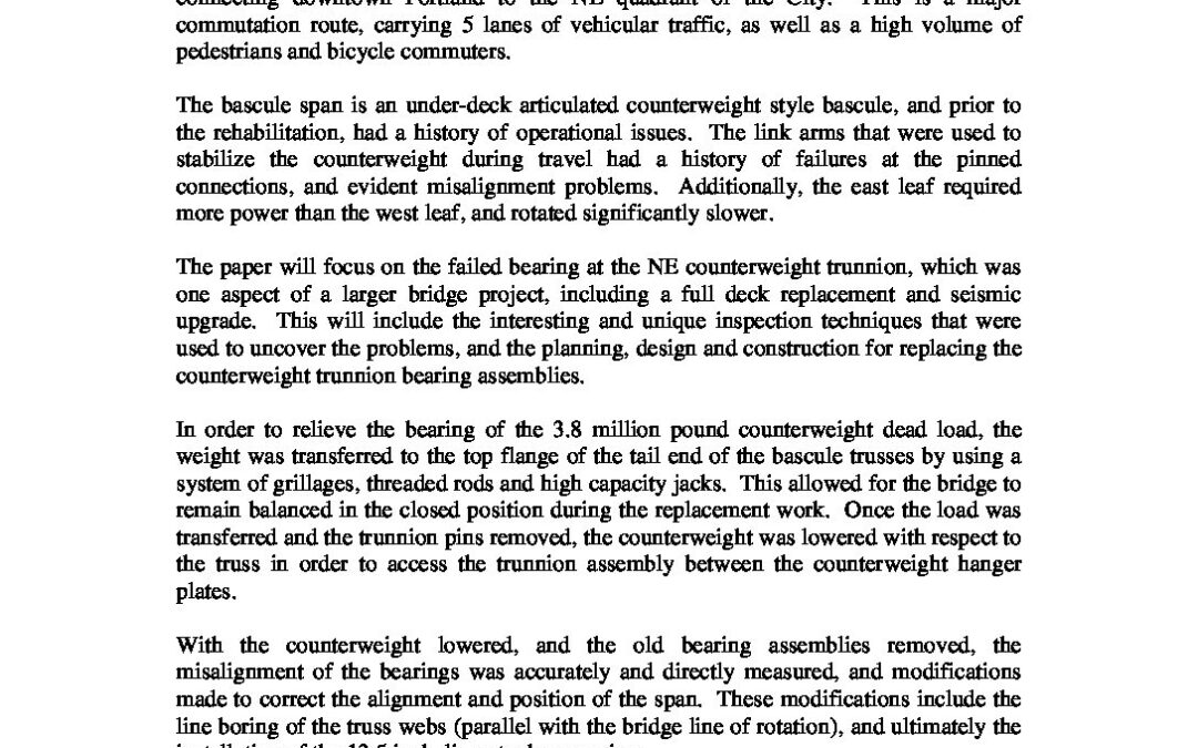 Replacing the Counterweight Trunnion Bearings in a Strauss Bascule ...